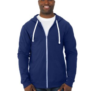 Fruit of the Loom Men's Lightweight Cotton Full-Zip Hoodie, Admiral Blue, Small