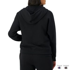 Champion Womens Full-zip Hoodie, Powerblend, Fleece Sweatshirt, For (Plus Size Available) Athletic-hoodies, Black C Logo, Large US