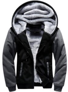 zity men's zip up hoodie heavyweight winter sweatshirt fleece sherpa lined warm jacket black gray large