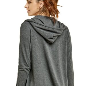 Sofra Women's Thin Cotton Zip Up Hoodie Jacket, Charcoal, Large