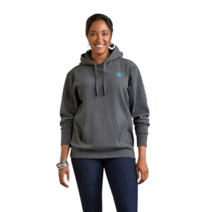 ariat female ariat logo hoodie charcoal heather medium