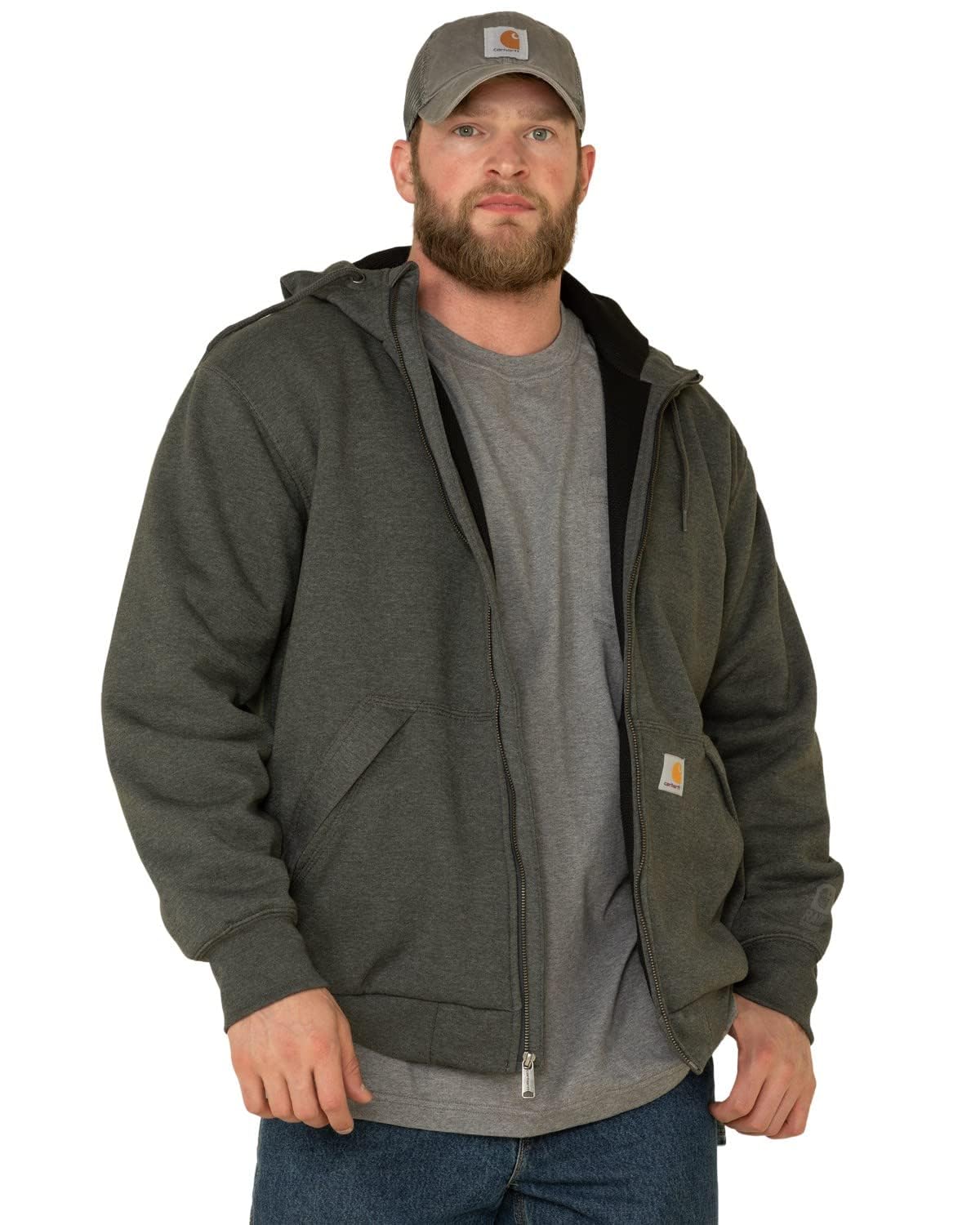 Carhartt mens Hoodie Sweatshirt, Carbon Heather, Medium US