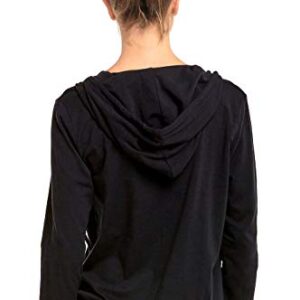 Sofra Teejoy Women's Thin Cotton Zip Up Hoodie Jacket Black Large