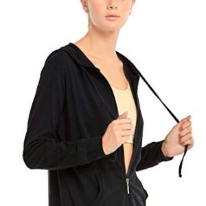 Sofra Teejoy Women's Thin Cotton Zip Up Hoodie Jacket Black Large