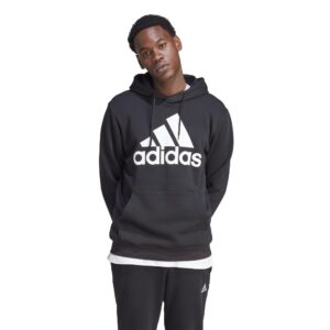 adidas men's essentials fleece big logo hoodie, black, x-small