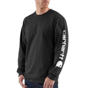 carharttmenloose fit heavyweight long-sleeve logo sleeve graphic t-shirtblackx-large