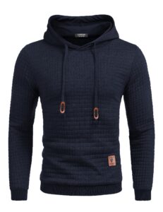 coofandy men's hipster hoodie tactical sweatshirt athletic pullover hooded navy blue