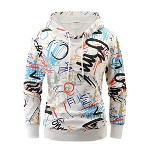 yininf mens hipster hip hop hoodie print hooded pullover sweatshirt(w888 white xl)