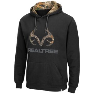 Colosseum Realtree Men's Edge Grizzly Fleece Pullover Hoodie (Black, Medium)