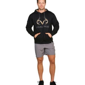 Colosseum Realtree Men's Edge Grizzly Fleece Pullover Hoodie (Black, Medium)