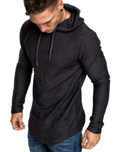 lexiart mens fashion athletic hoodies sport sweatshirt solid color fleece pullover black 2xl