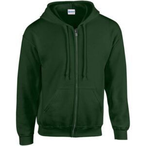 gildan adult fleece zip hooded sweatshirt, style g18600 forest green, xl