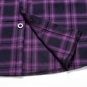 Kilborn·pataky Men's Flannel Long Sleeve Shirt Casual Hooded Plaid Button Down Hoodie Regular Fit Purple