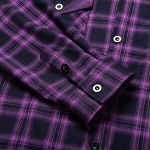 Kilborn·pataky Men's Flannel Long Sleeve Shirt Casual Hooded Plaid Button Down Hoodie Regular Fit Purple