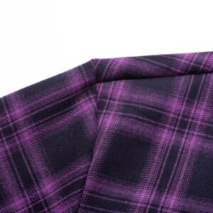 Kilborn·pataky Men's Flannel Long Sleeve Shirt Casual Hooded Plaid Button Down Hoodie Regular Fit Purple