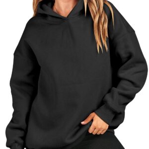 ANRABESS Womens Oversized Hoodies Fleece Pullover Sweatshirts Fall Casual Comfy Lightweight Hooded Clothes for Teen Girls Black A1023heise-S