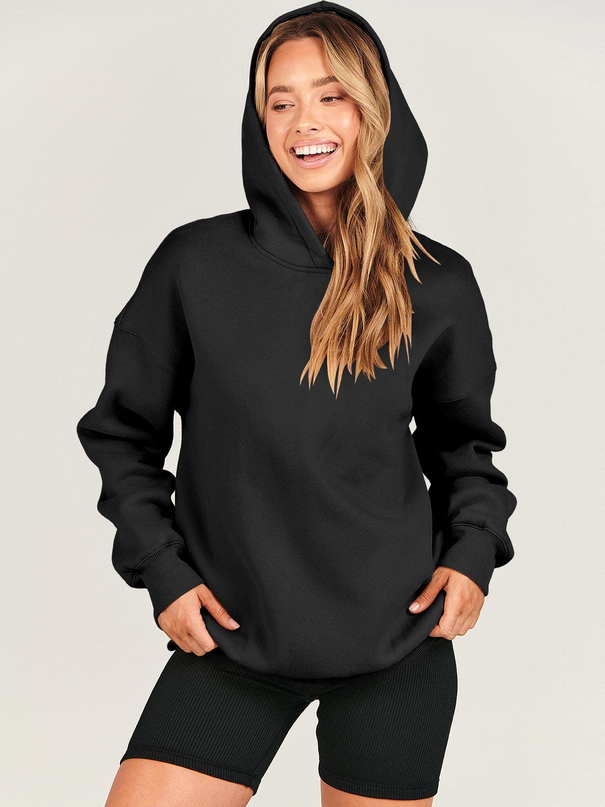 ANRABESS Womens Oversized Hoodies Fleece Pullover Sweatshirts Fall Casual Comfy Lightweight Hooded Clothes for Teen Girls Black A1023heise-S