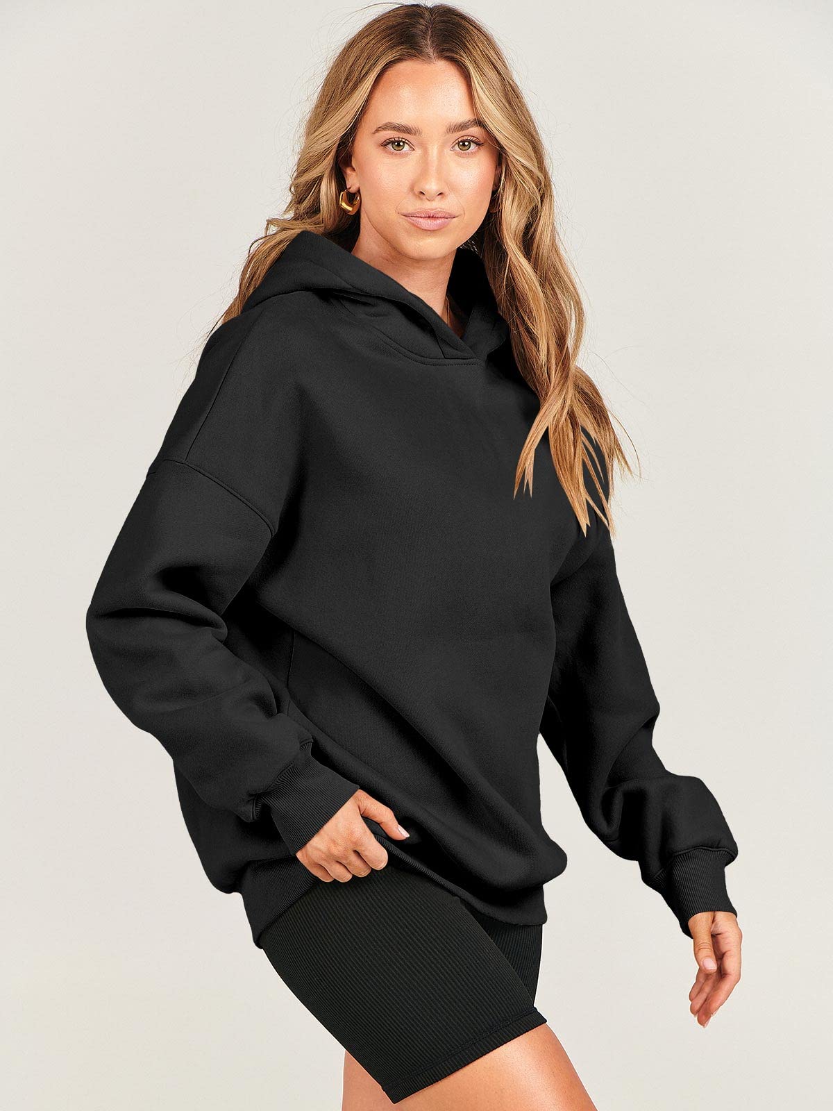 ANRABESS Womens Oversized Hoodies Fleece Pullover Sweatshirts Fall Casual Comfy Lightweight Hooded Clothes for Teen Girls Black A1023heise-S