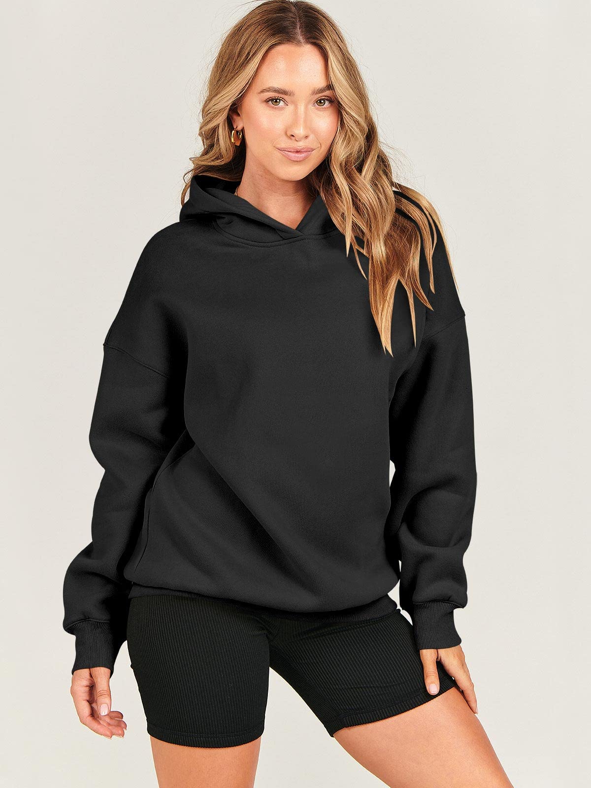 ANRABESS Womens Oversized Hoodies Fleece Pullover Sweatshirts Fall Casual Comfy Lightweight Hooded Clothes for Teen Girls Black A1023heise-S