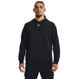 under armour men's rival fleece hoodie, (001) black / / white, x-large