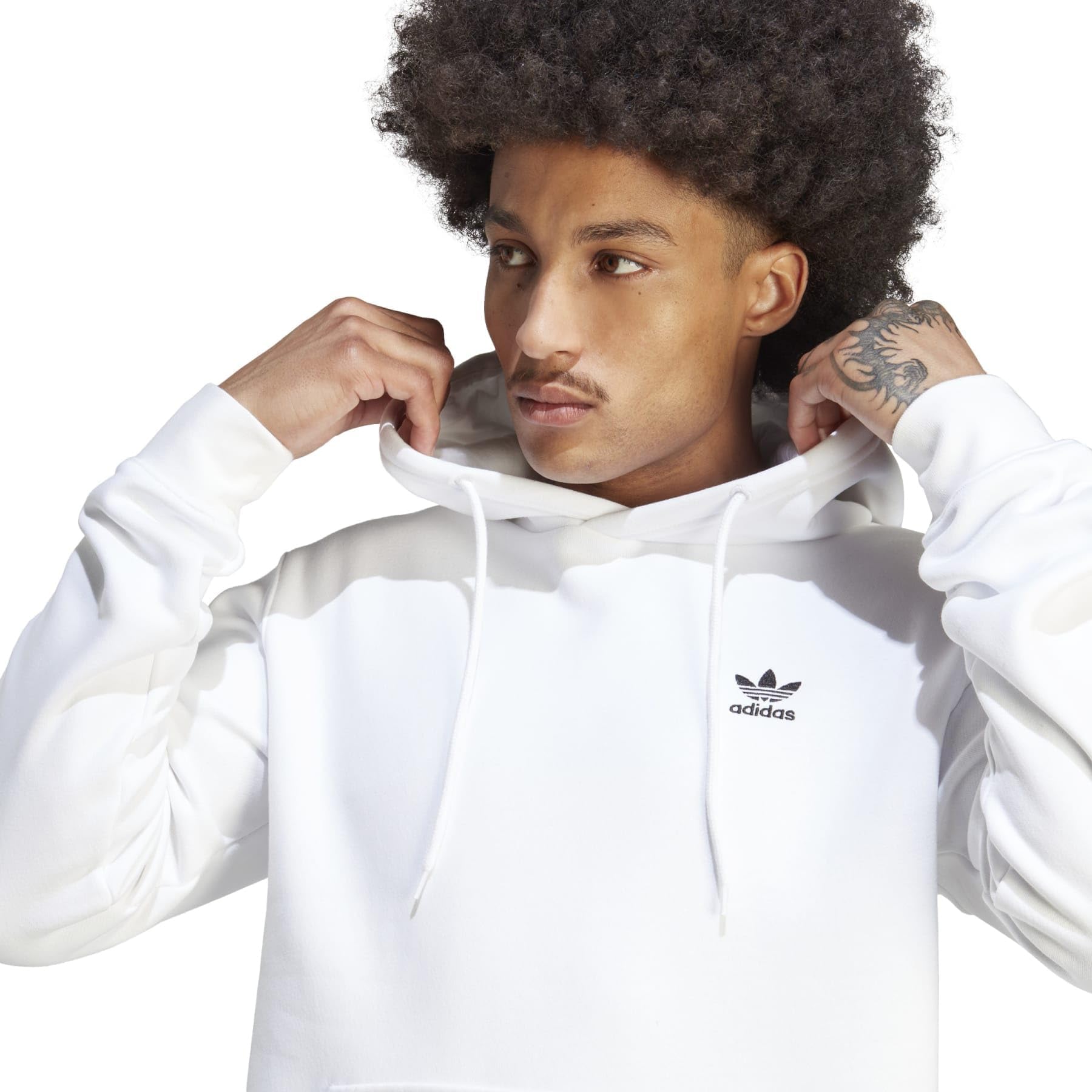 adidas Originals Men's Trefoil Essentials Hoodie, White, Medium