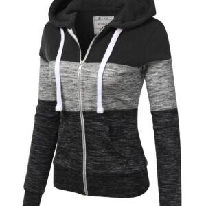 DOUBLJU Lightweight Thin Zip-Up Casual Hoodie Jackets for Womens with Plus Size