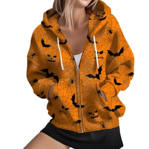 addarts cute sweatshirts for women spider bats 3d printed zip up hoodie fall jacket funny casual drawstring outfit l