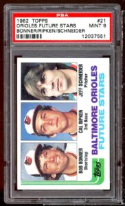 cal ripken jr rookie card 1982 topps #21 psa 9