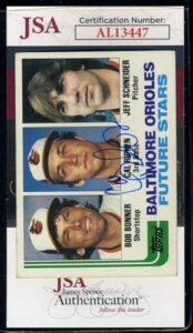 cal ripken jr jsa coa signed 1982 topps future stars rookie autograph - baseball slabbed autographed cards