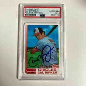 1982 topps traded cal ripken jr rc rookie signed porcelain baseball card psa dna - baseball slabbed autographed cards