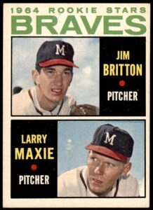 1964 topps # 94 braves rookies larry maxie/jim britton milwaukee braves (baseball card) vg/ex braves