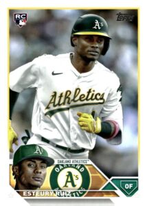 2023 topps #650 esteury ruiz rc oakland athletics baseball official trading card of mlb