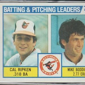 1984 Topps Cal Ripken & Mike Boddicker Batting & Pitching Leaders Orioles Team Checklist Baseball Card #426