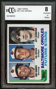 1982 topps #21 cal ripken rookie card bgs bccg 8 excellent+ - baseball slabbed rookie cards