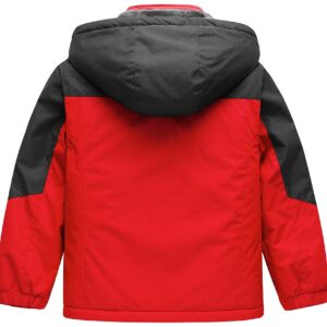 CREATMO US Boy's Winter Ski Jacket Windbproof Waterproof Snow Parka Red 14-16