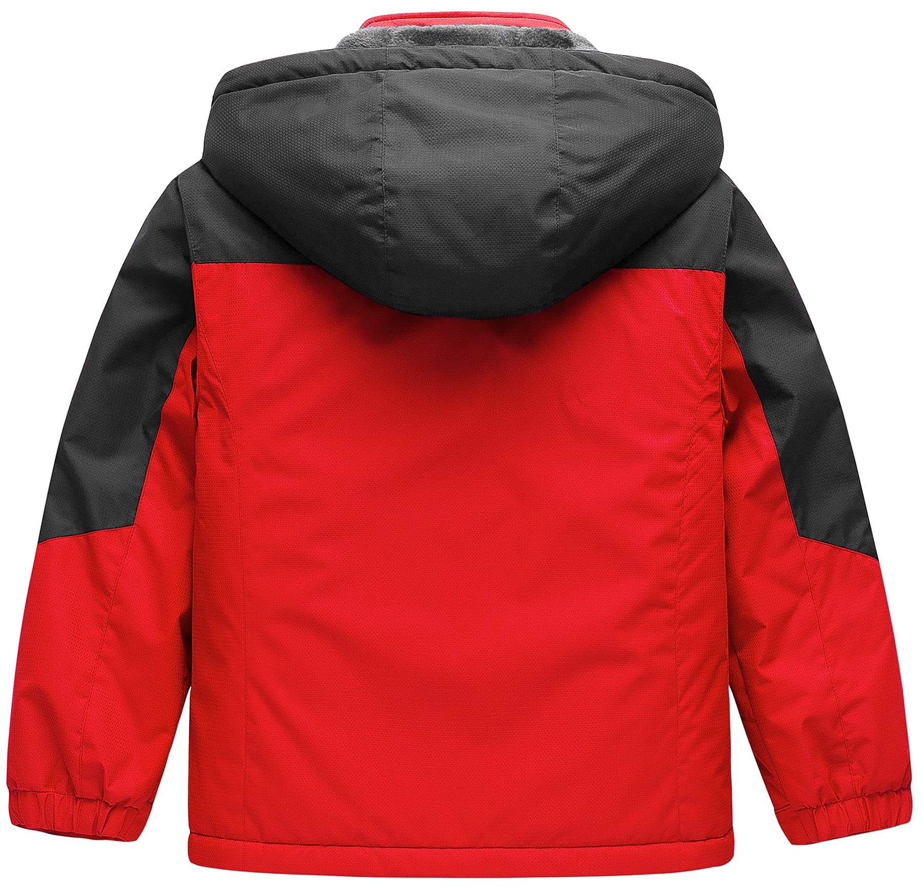 CREATMO US Boy's Winter Ski Jacket Windbproof Waterproof Snow Parka Red 14-16