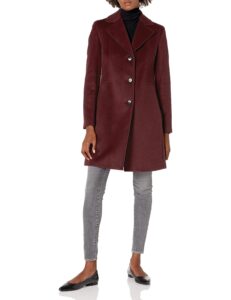 calvin klein women's classic cashmere wool blend coat, chianti, 10