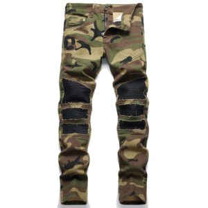 aititia men's ripped camouflage slim fit stretch jeans (42, 6614 camouflage)