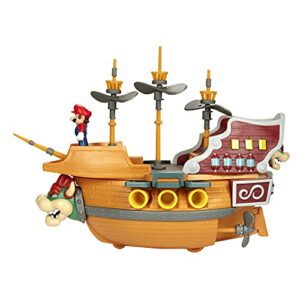 Super Mario Deluxe Bowser's Air Ship Playset with Mario Action Figure – Authentic in-Game Sounds & Spinning Propellers