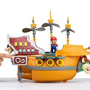 Super Mario Deluxe Bowser's Air Ship Playset with Mario Action Figure – Authentic in-Game Sounds & Spinning Propellers