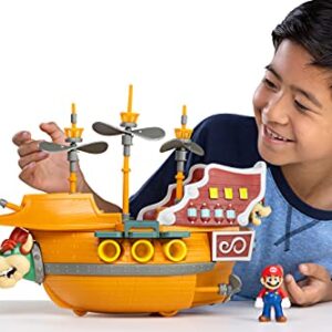 Super Mario Deluxe Bowser's Air Ship Playset with Mario Action Figure – Authentic in-Game Sounds & Spinning Propellers