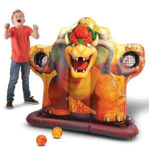 the super mario bros. movie bowser inflatable sports game for kids, indoor games or outdoor games for kids and adults, approximate inflated size 51 inches l x 18 inches w x 46 inches h