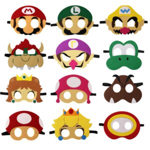 12pcs felt masks kids party favors for birthday party supplies cosplay mask photo booth prop cartoon character cosplay birthday gift for children boys girls