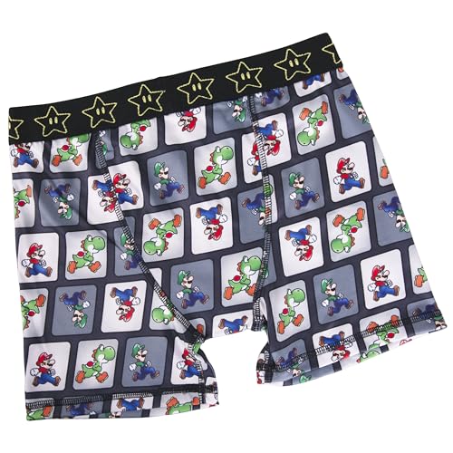 Nintendo Super Mario Athletic Boxer Briefs with Mario, Luigi, Toad, Yoshi, Peach & Bowser, Sizes 4, 6, 8, 10 and 12