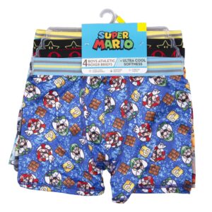 Nintendo Super Mario Athletic Boxer Briefs with Mario, Luigi, Toad, Yoshi, Peach & Bowser, Sizes 4, 6, 8, 10 and 12