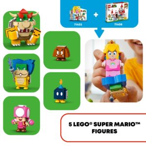 LEGO Super Mario Peach’s Castle Expansion Set 71408, Buildable Game Toy, Gifts for Kids Aged 8 Plus with Time Block plus Bowser and Toadette Figures, to Combine with Starter Course