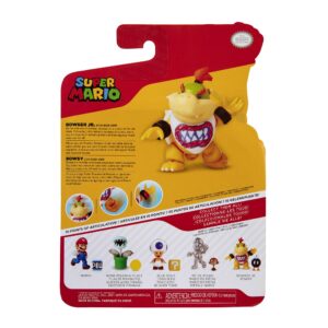 Super Mario Bowser Jr. 4-Inch Action Figure with Bob-Omb Accessory, Poseable Articulated Collectible Toys, Perfect for Kids & Collectors Alike! for Ages 3+