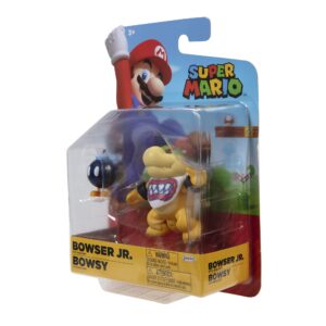 Super Mario Bowser Jr. 4-Inch Action Figure with Bob-Omb Accessory, Poseable Articulated Collectible Toys, Perfect for Kids & Collectors Alike! for Ages 3+