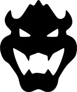 villian bowser face logo vinyl stickers symbol 5.5" decorative die cut decal for cars tablets laptops skateboard - black color