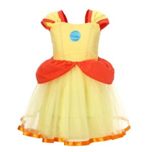 dressy daisy super brothers princess costume tulle dress for baby girls halloween birthday party fancy outfits size 3-6 months, yellow